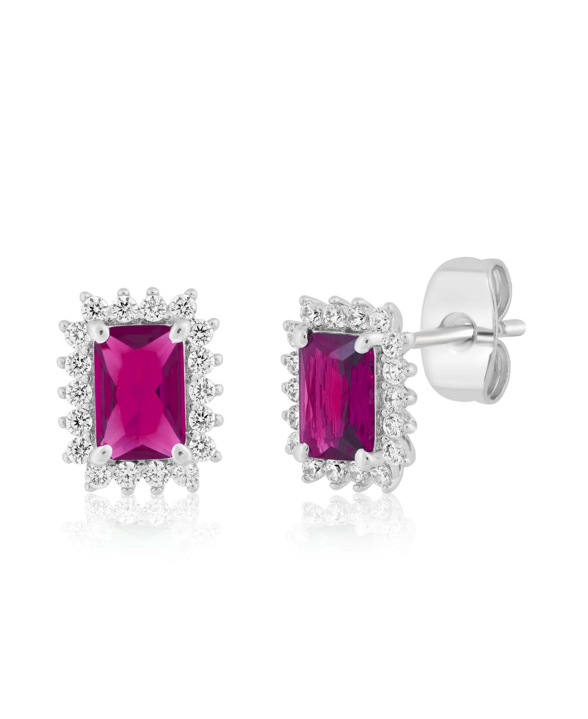 Click here for Simona Elegant Rectangle Birthstone Cz Halo Studs... prices