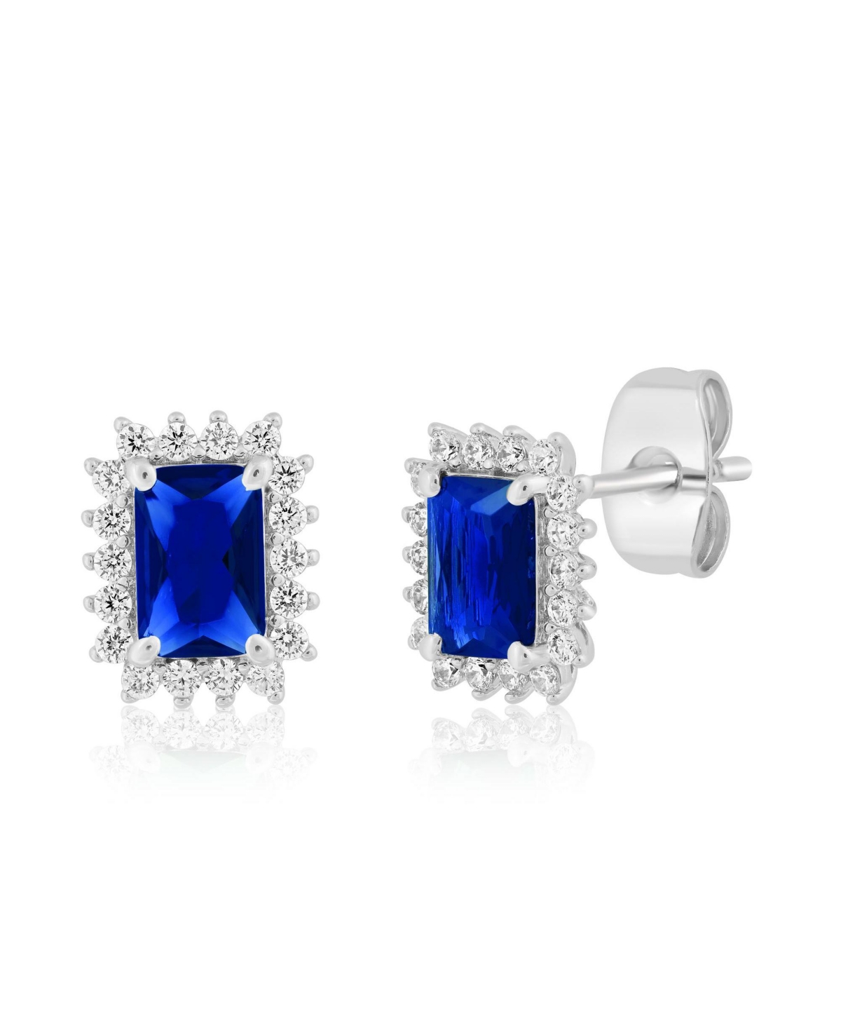 Click here for Simona Elegant Rectangle Birthstone Cz Halo Studs... prices
