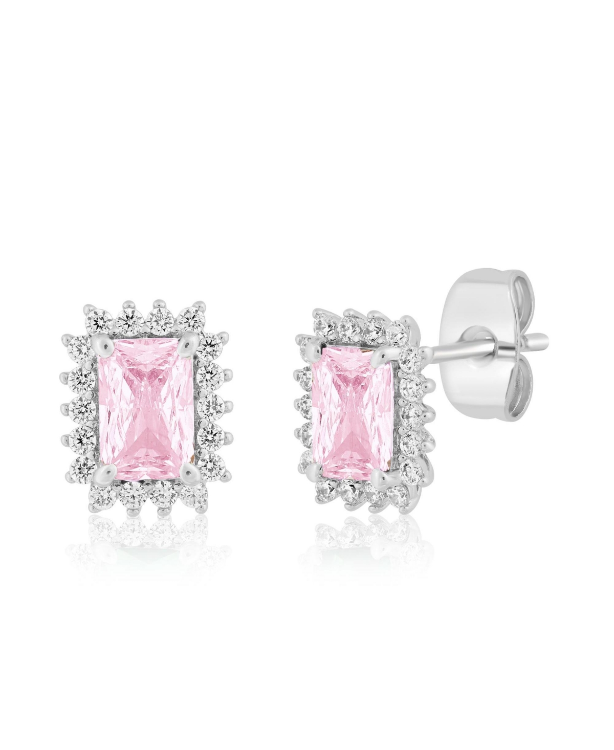 Click here for Simona Elegant Rectangle Birthstone Cz Halo Studs... prices