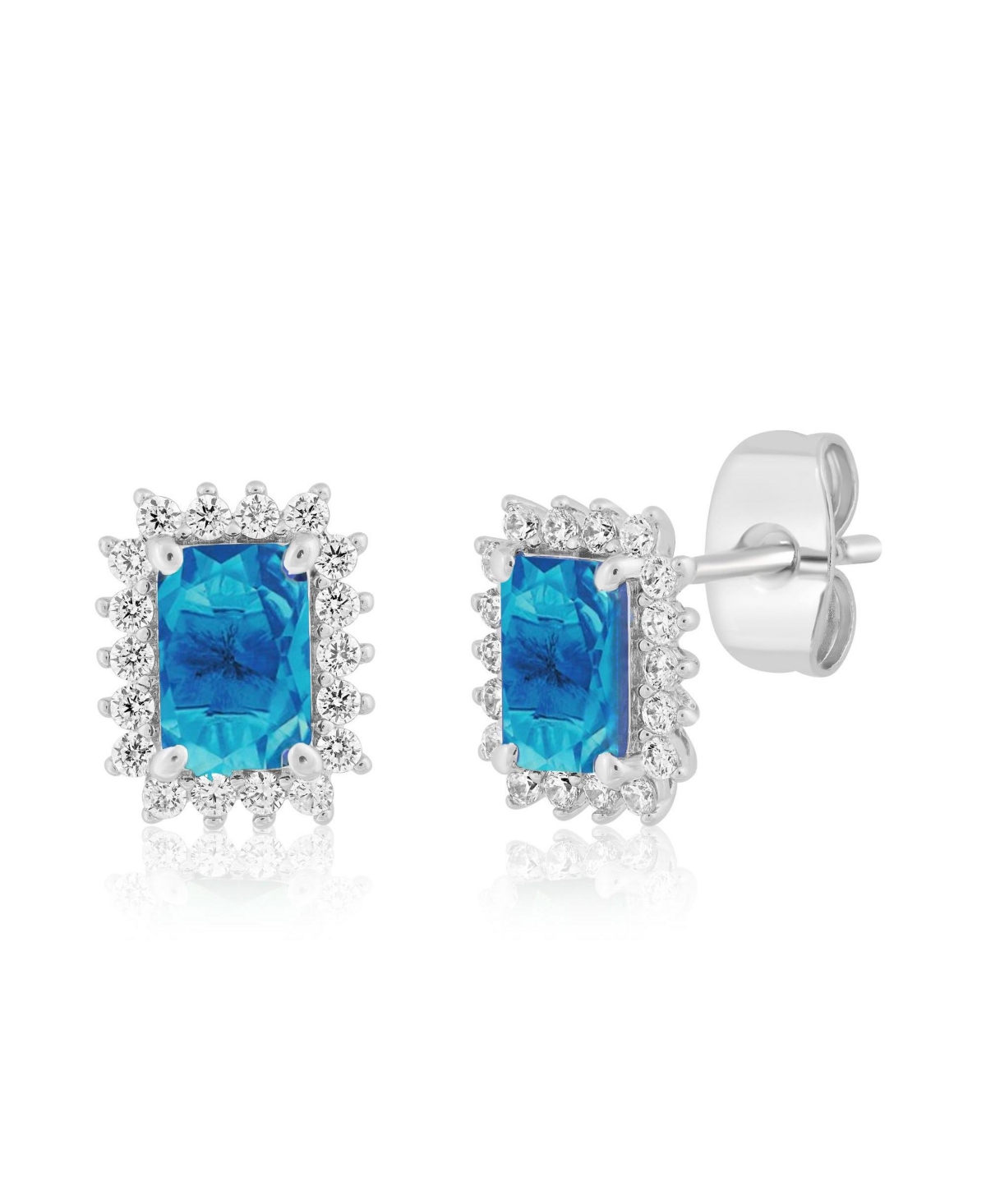 Click here for Simona Elegant Rectangle Birthstone Cz Halo Studs... prices