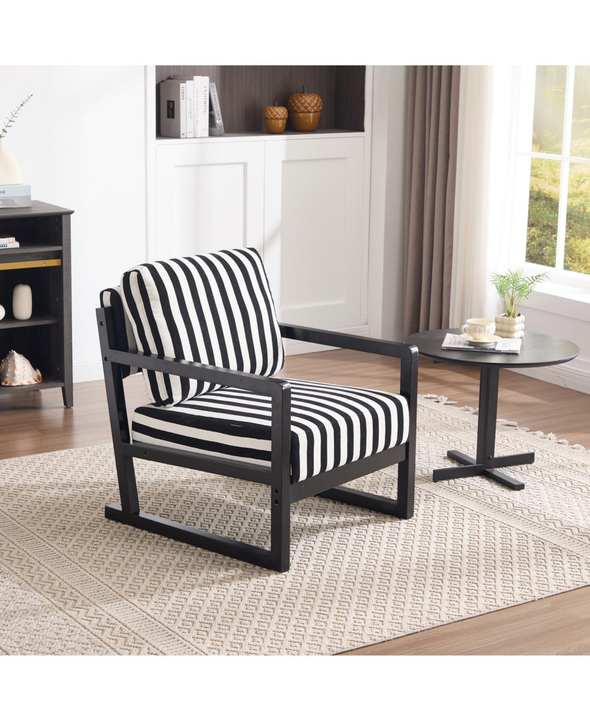 Click here for Rainsken Stripe Accent Chair  Modern Upholstered A... prices