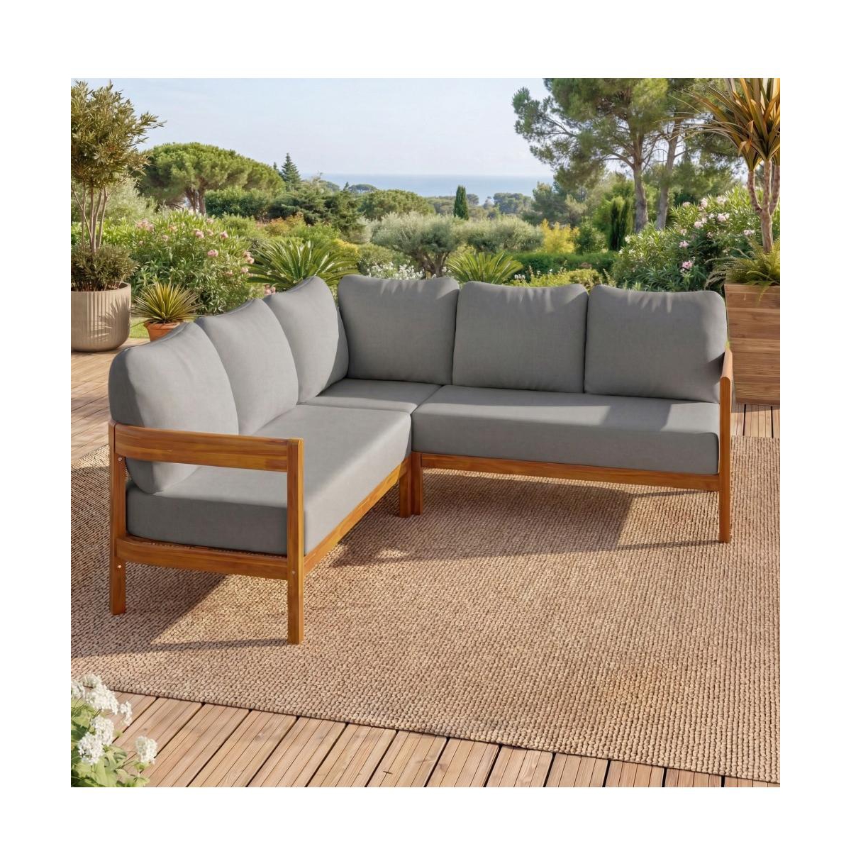 Click here for Asagikoiai Outdoor Patio Sectional Sofa  Solid Woo... prices