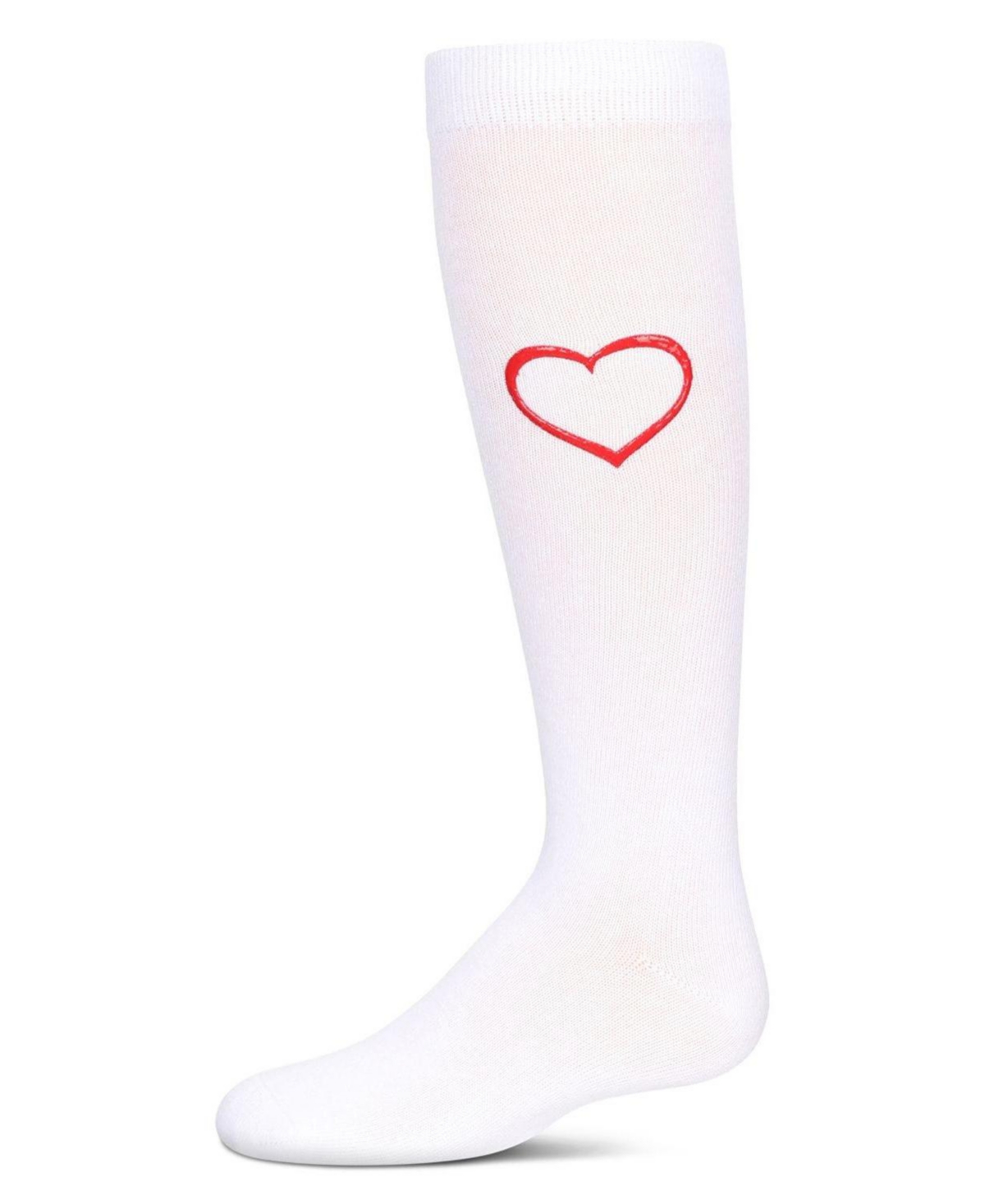 Click here for MeMoi Girls Puff Paint Heart Knee High Socks - Whi... prices