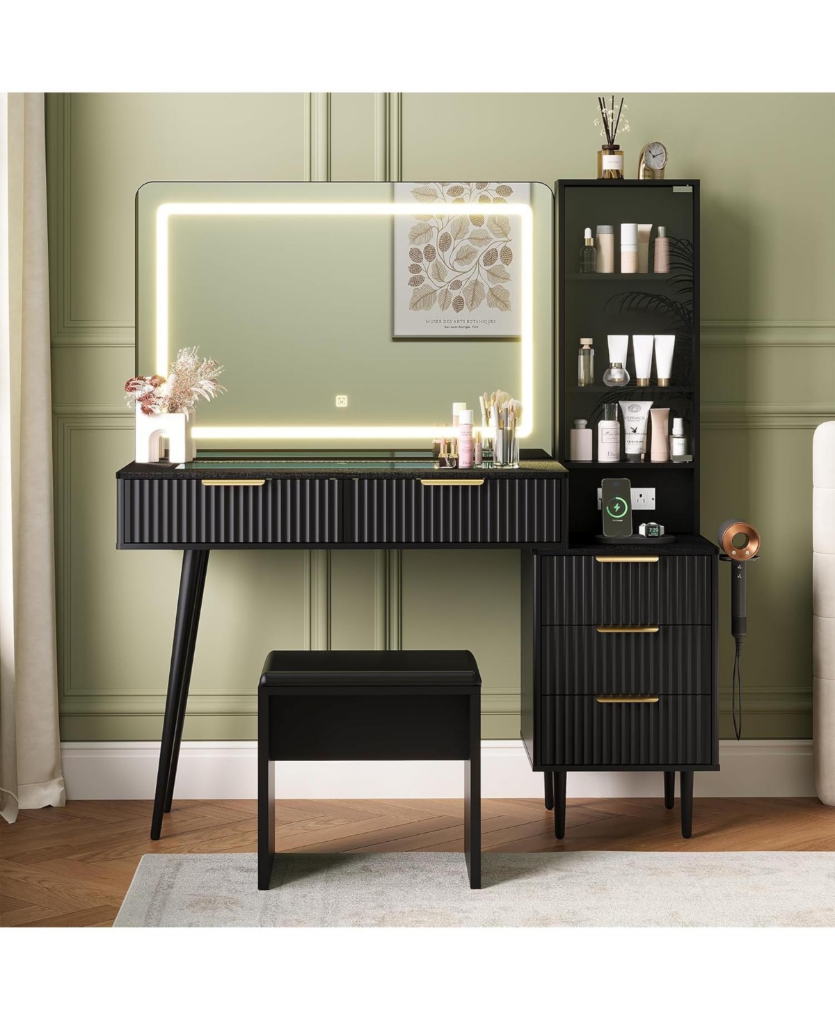 Click here for homfan Modern Makeup Vanity Desk Set with Adjustab... prices