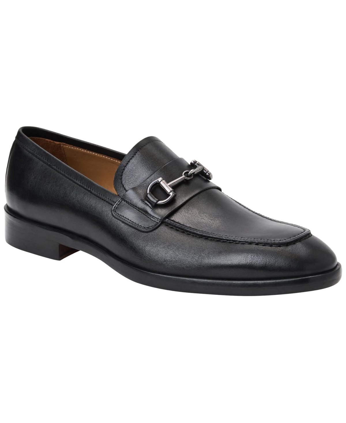 Click here for Bruno Magli Mens Pasquale Almond-Toe Loafers - Bla... prices