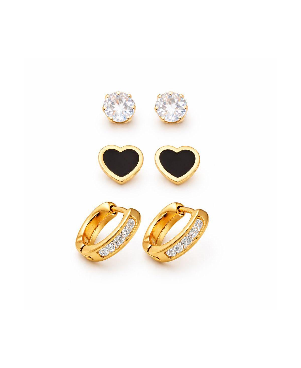 Click here for Rebl Jewelry Womens Heart Stud Earring Set - Black prices