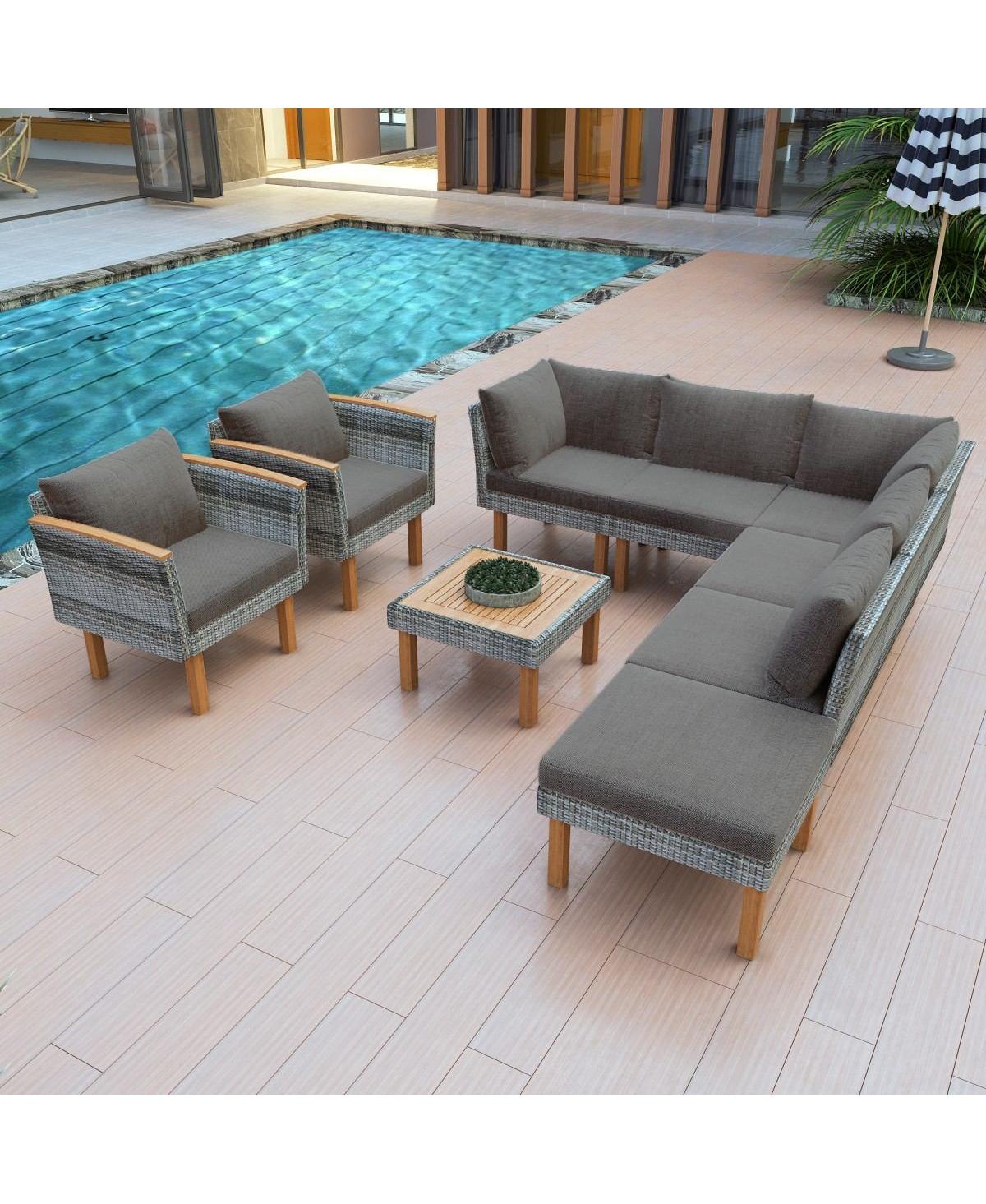 Click here for Asagikoiai 9-Piece Patio Rattan Furniture Set  Con... prices