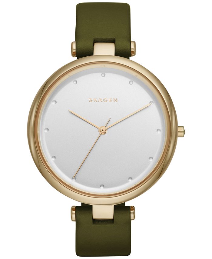 Skagen Women's Tanja Green Leather Strap Watch 38mm SKW2483 - Macy's