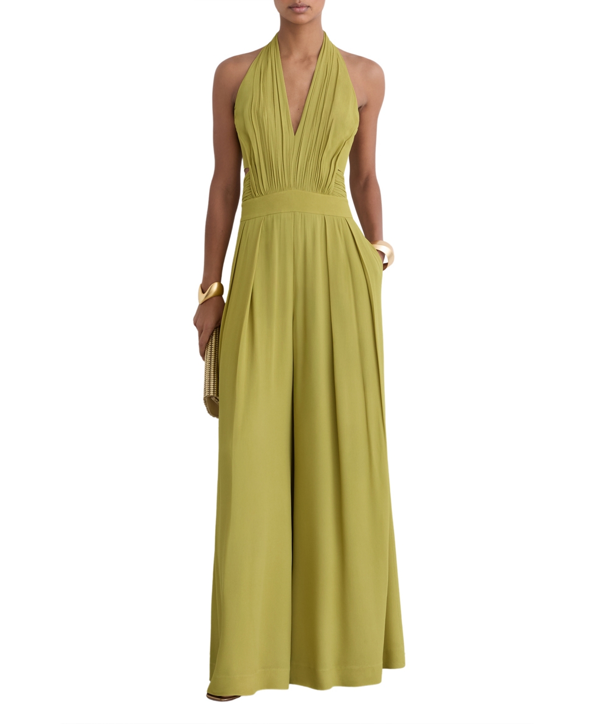 Click here for Reiss Womens Lainey Occasion Jumpsuit - Green prices