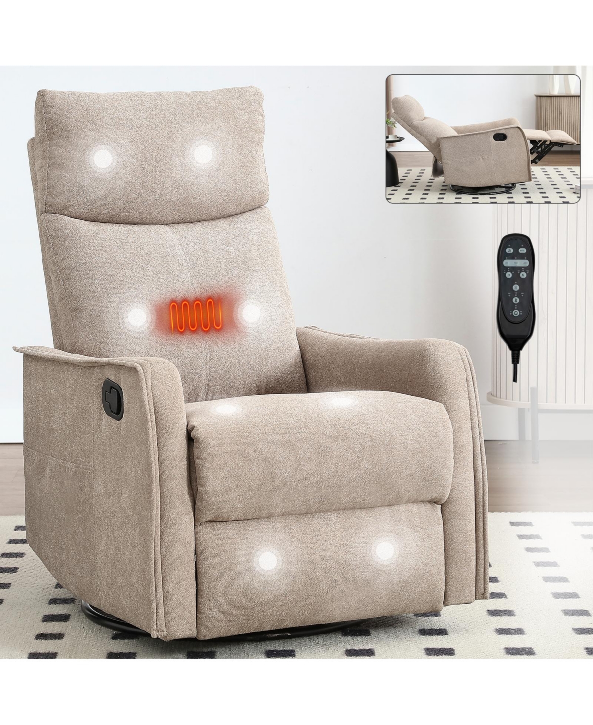 Click here for Clihome Heat Massage Manual Recliner Chair with Ro... prices