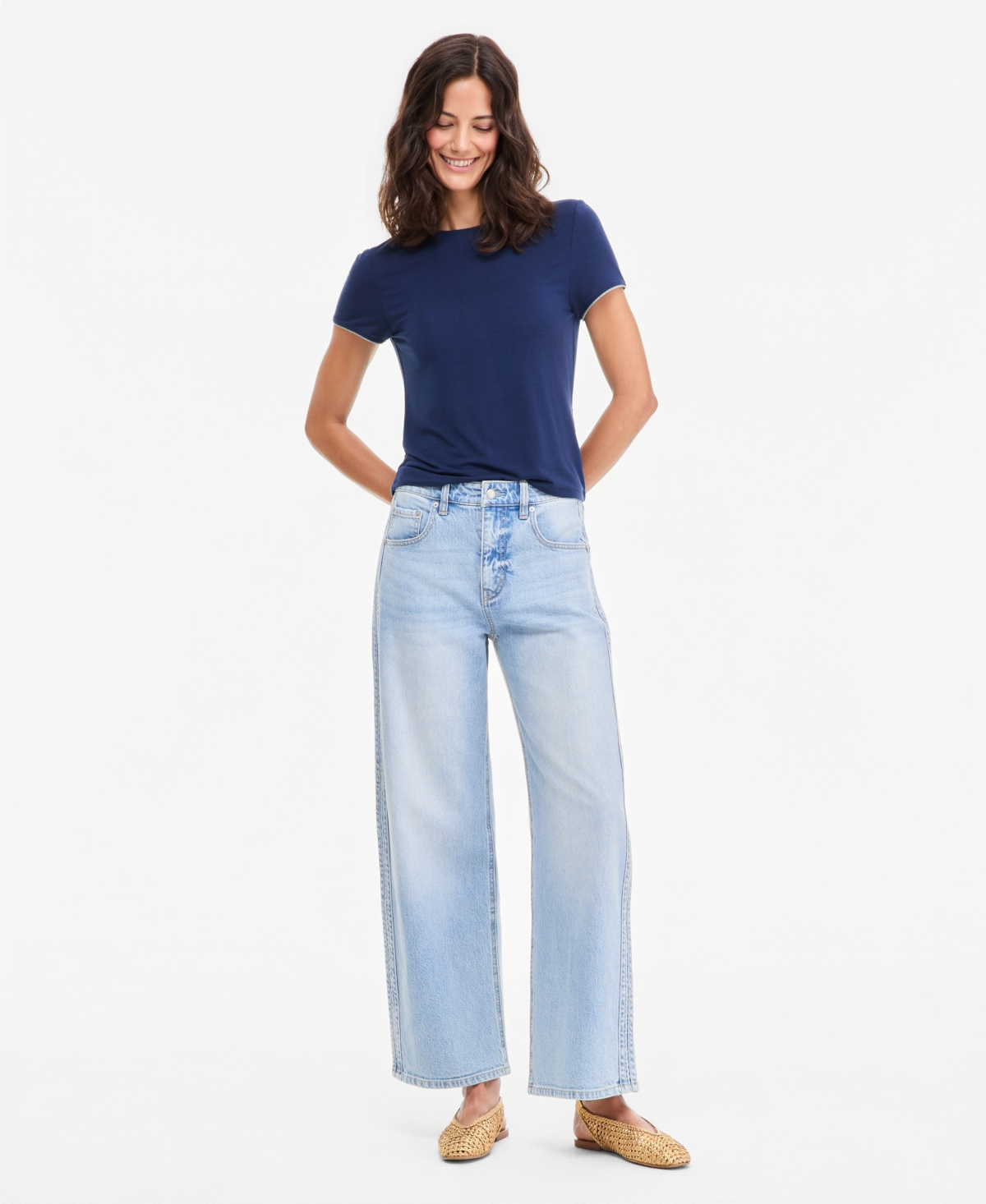 Click here for On 34th Womens Mid-Rise Side-Stripe Low Curve Jean... prices
