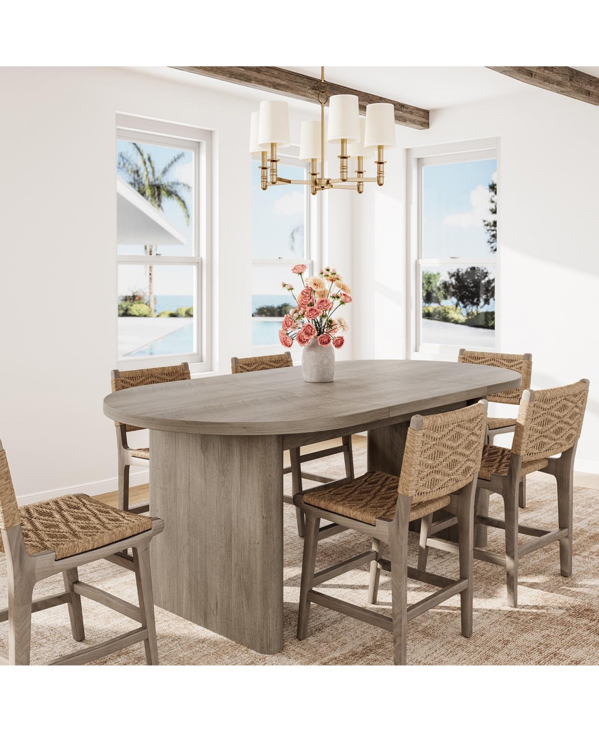 Click here for homfan 63-inch Oval Farmhouse Dining Table for 6-8... prices
