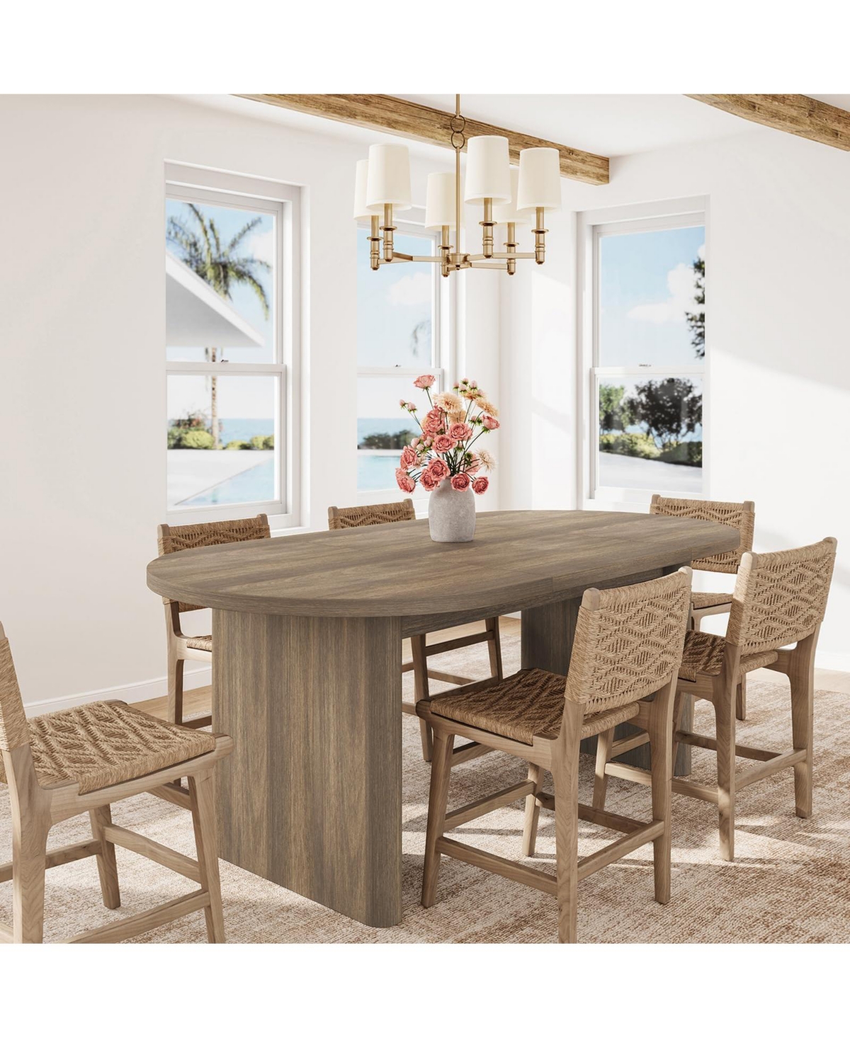 Click here for homfan 63-inch Oval Farmhouse Dining Table for 6-8... prices