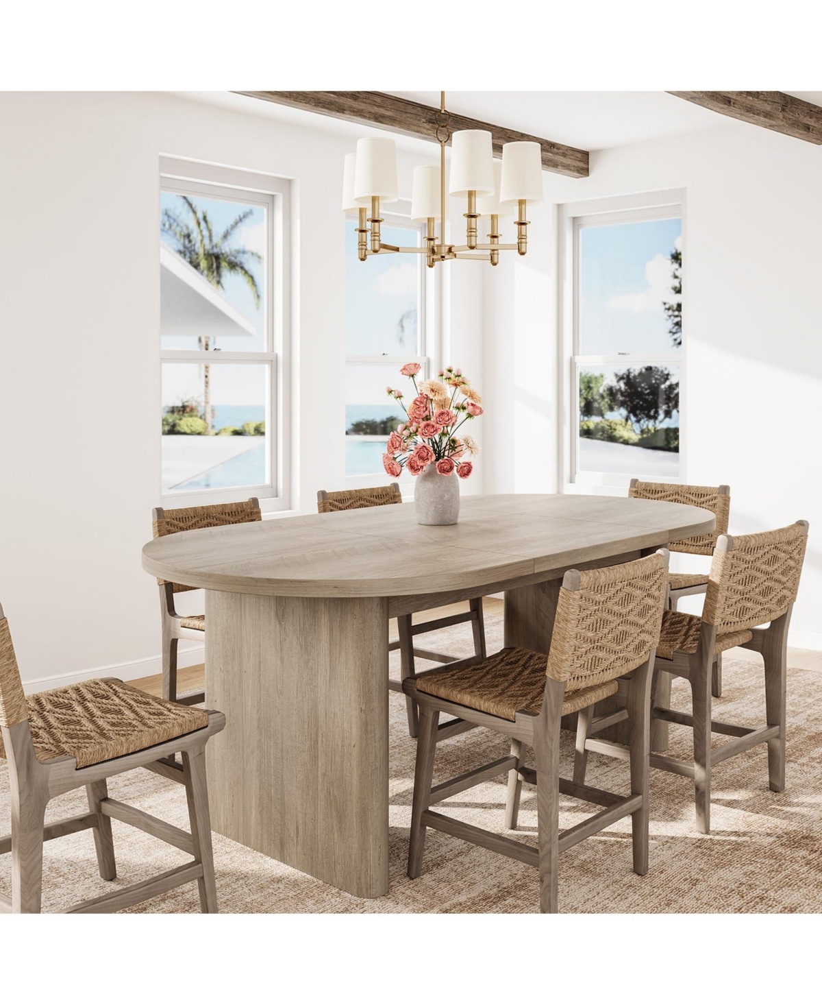Click here for homfan 63-inch Oval Farmhouse Dining Table for 6-8... prices