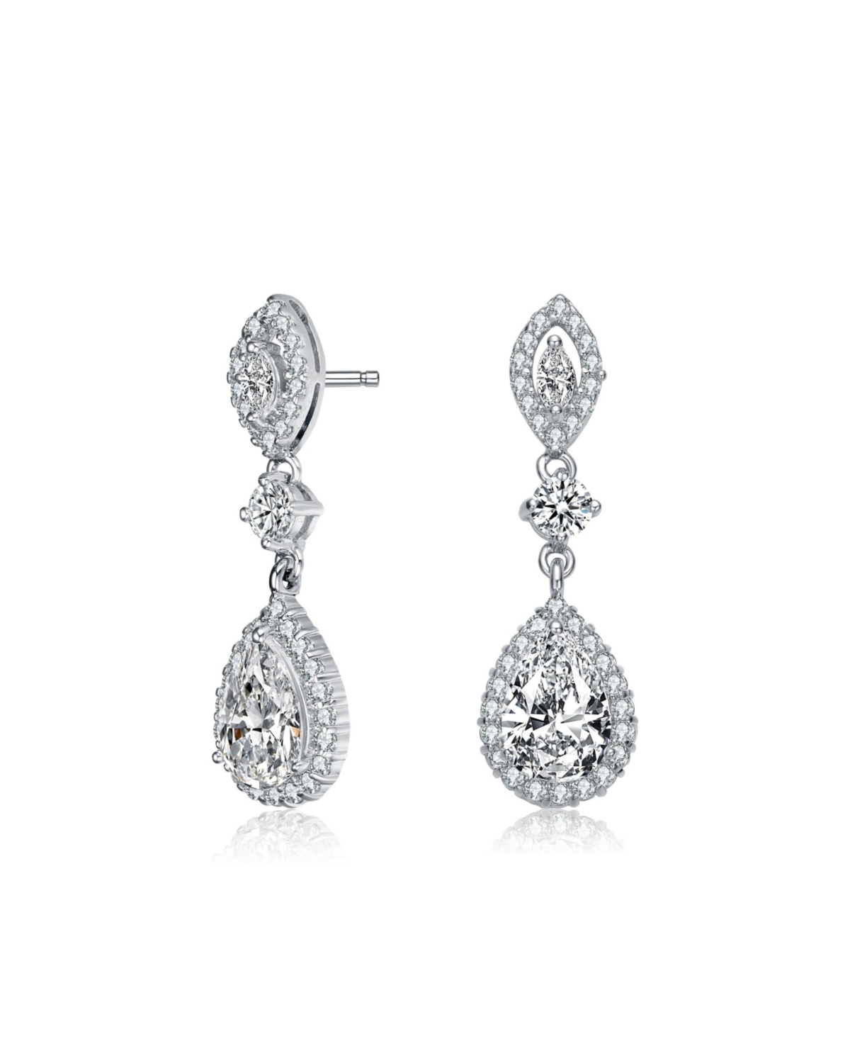Click here for Sterling Silver with Rhodium Plated Clear Pear wit... prices