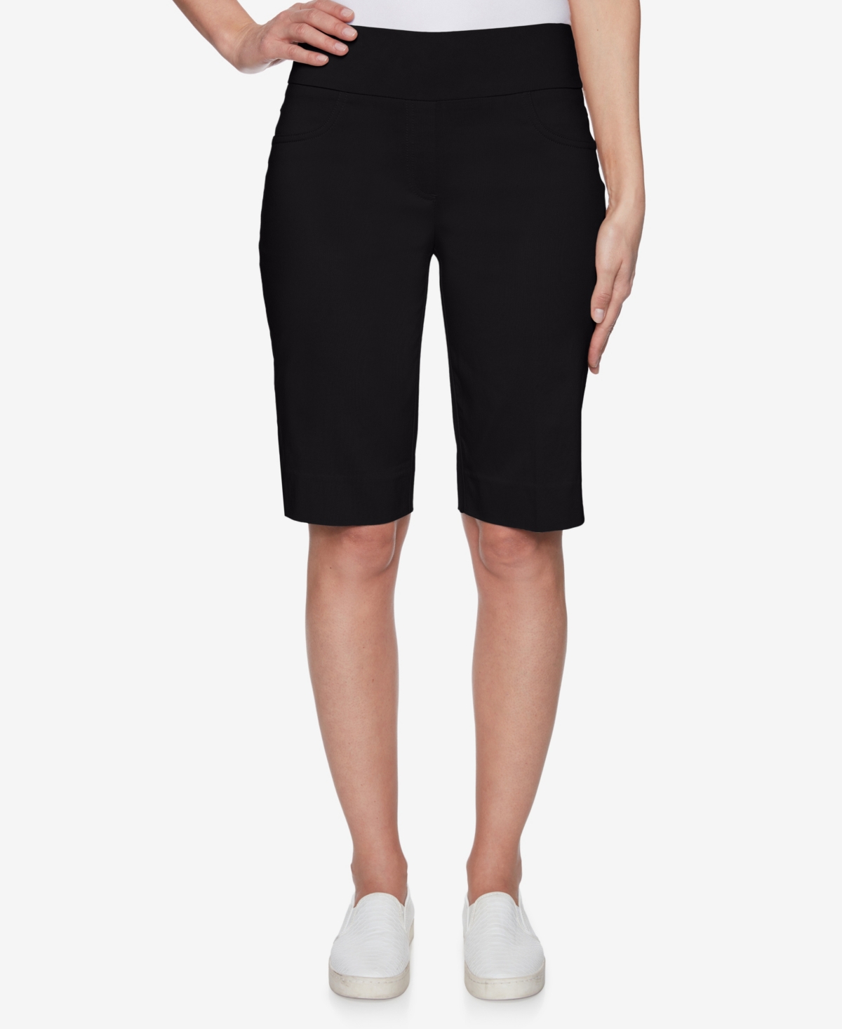 Click here for Ruby Rd. Petite Tech Mid-Rise Shorts - Black prices