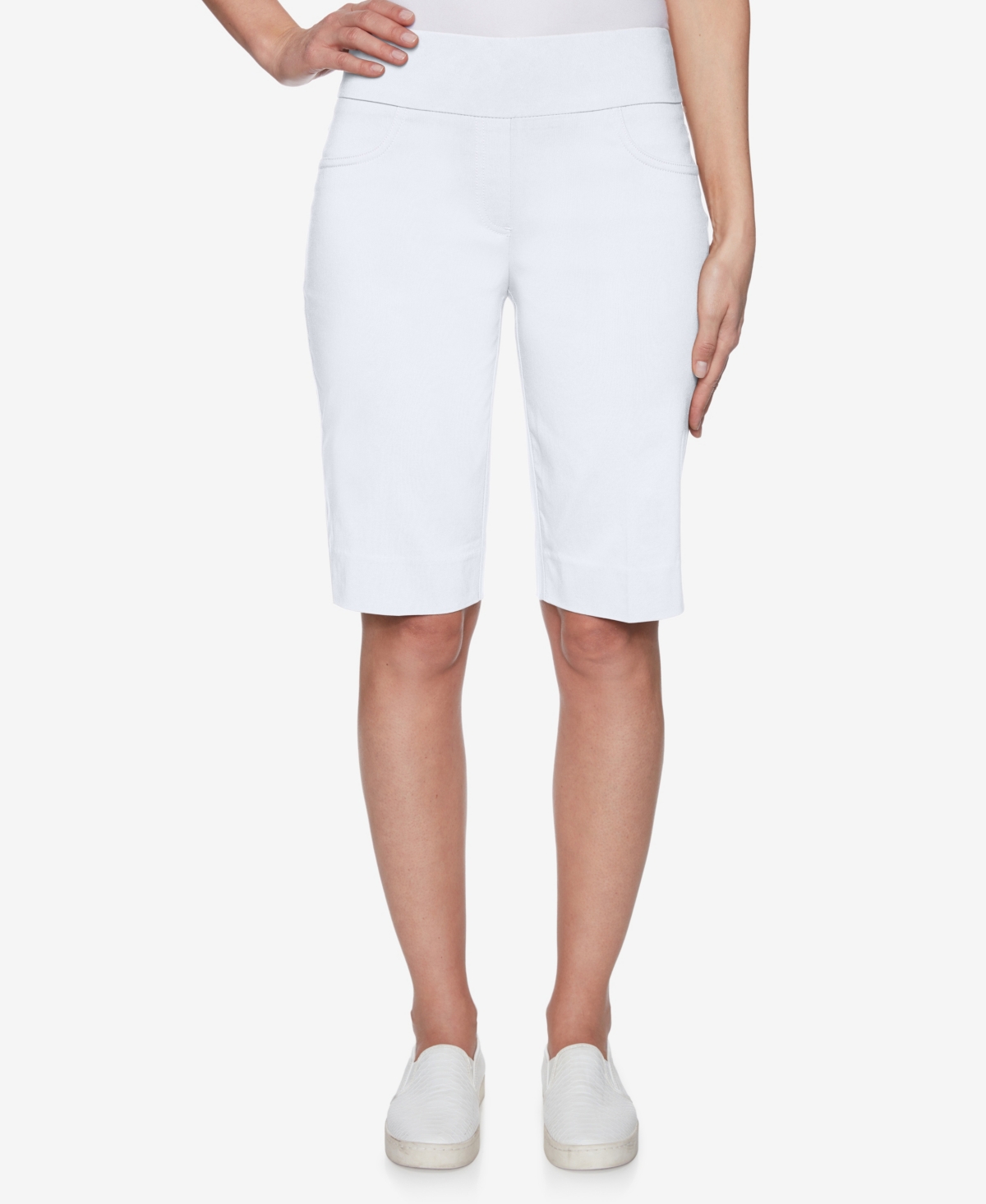 Click here for Ruby Rd. Petite Tech Mid-Rise Shorts - White prices