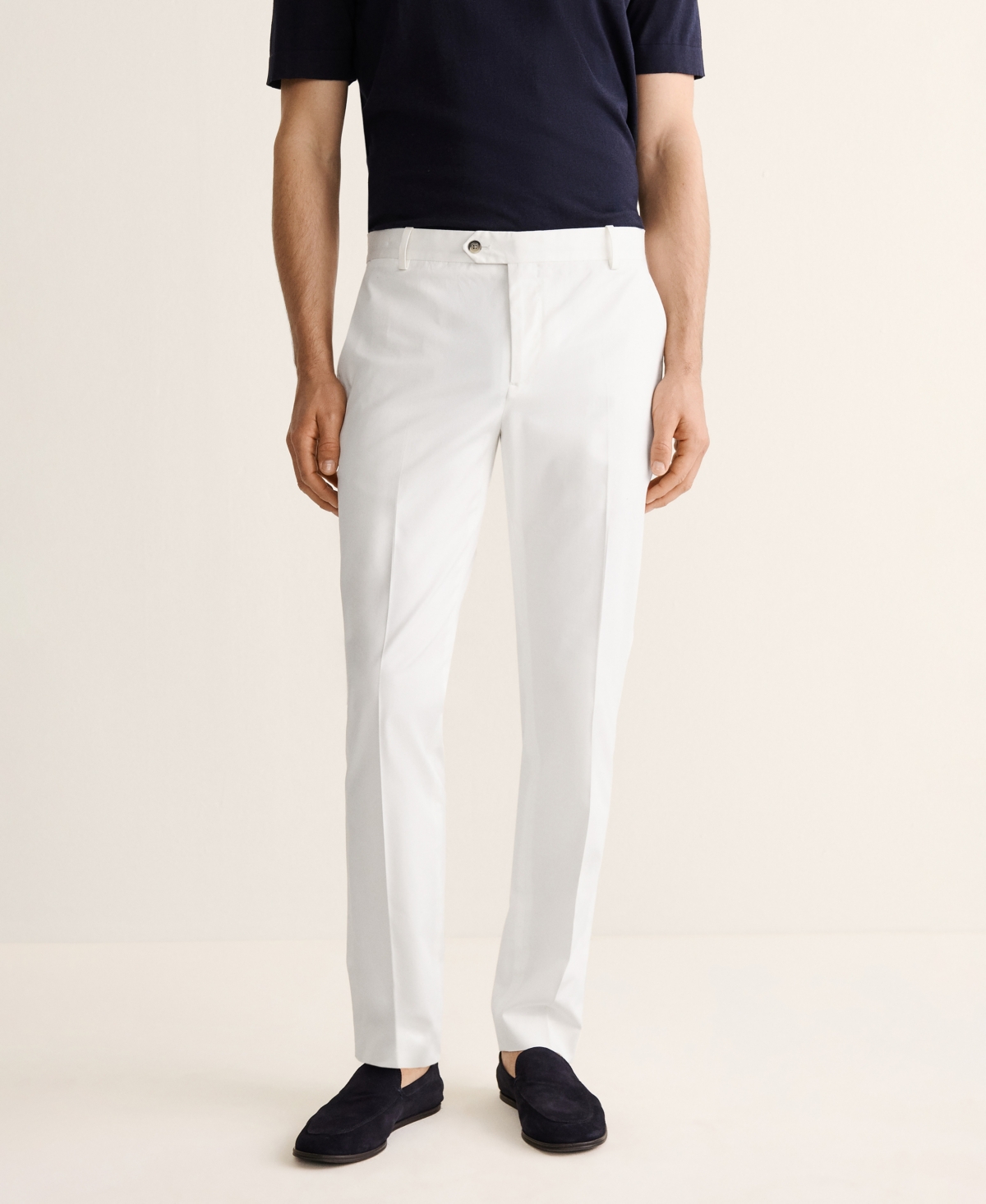 Click here for Mango Mens Slim-Fit Cotton Pants - Off White prices