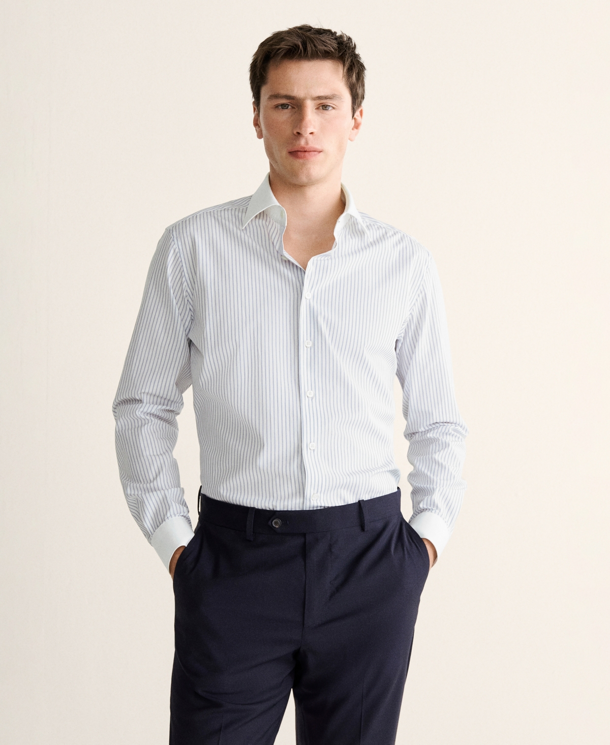 Click here for Mango Mens Cotton Slim Fit Shirt - Sky Blue prices