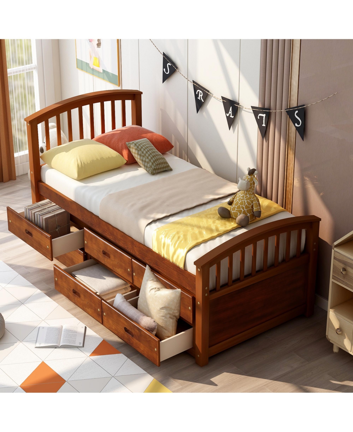 Click here for Boyel Living Twin Size Platform Bed with 6 Drawers... prices