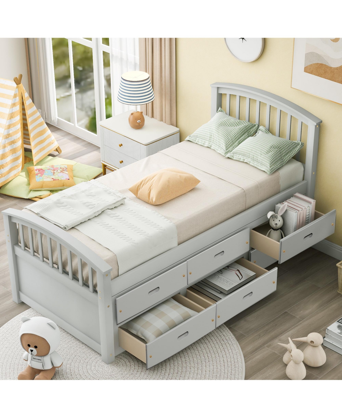 Click here for Boyel Living Twin Size Platform Bed with 6 Drawers... prices