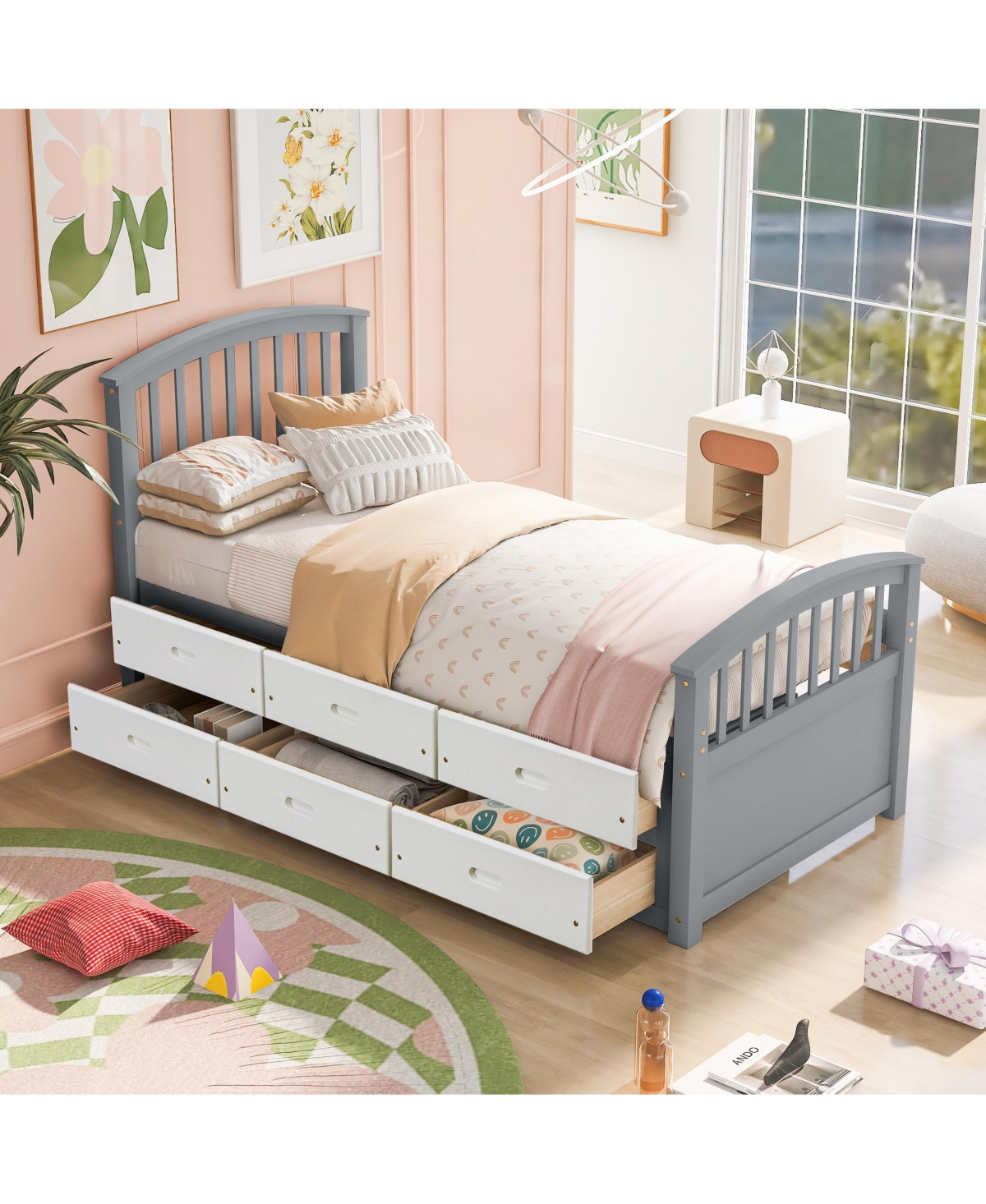 Click here for Boyel Living Twin Size Platform Bed with 6 Drawers... prices