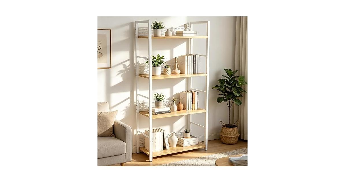 Click here for gaomon 4 Tier Bookshelf with Metal Frame and Wood... prices