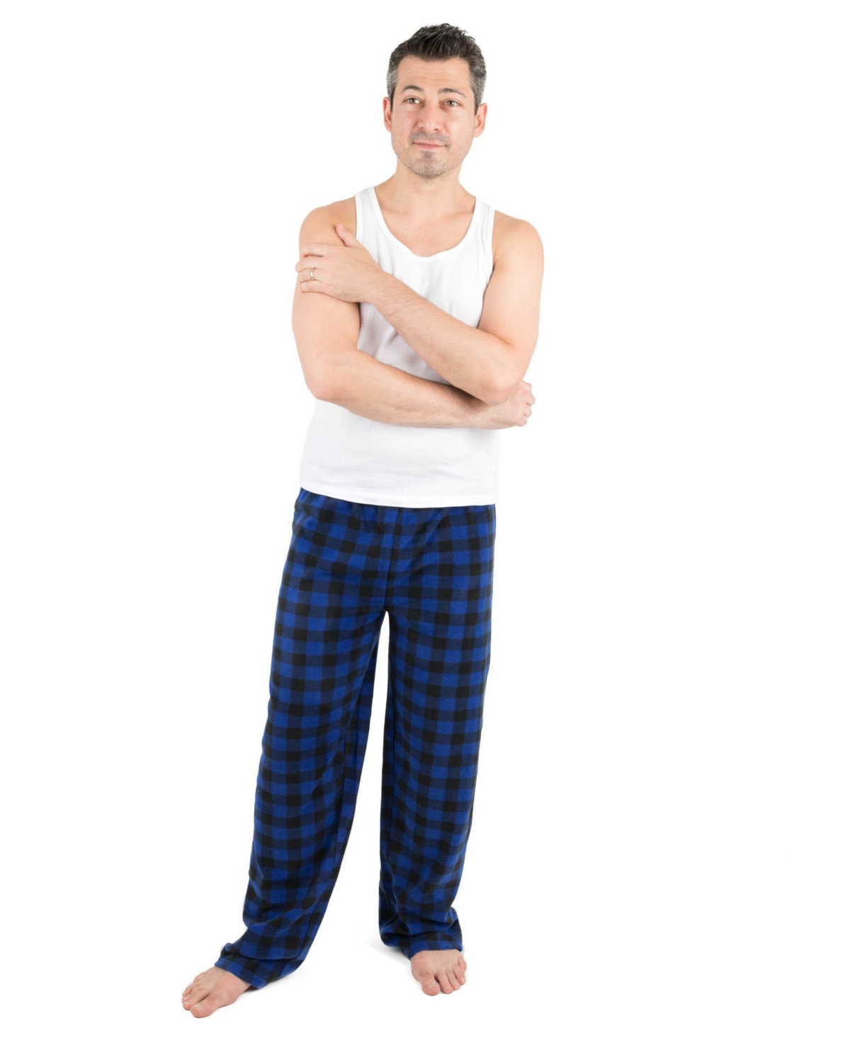 Click here for Leveret Mens Plaid Micro Fleece Pants - Navy blue... prices