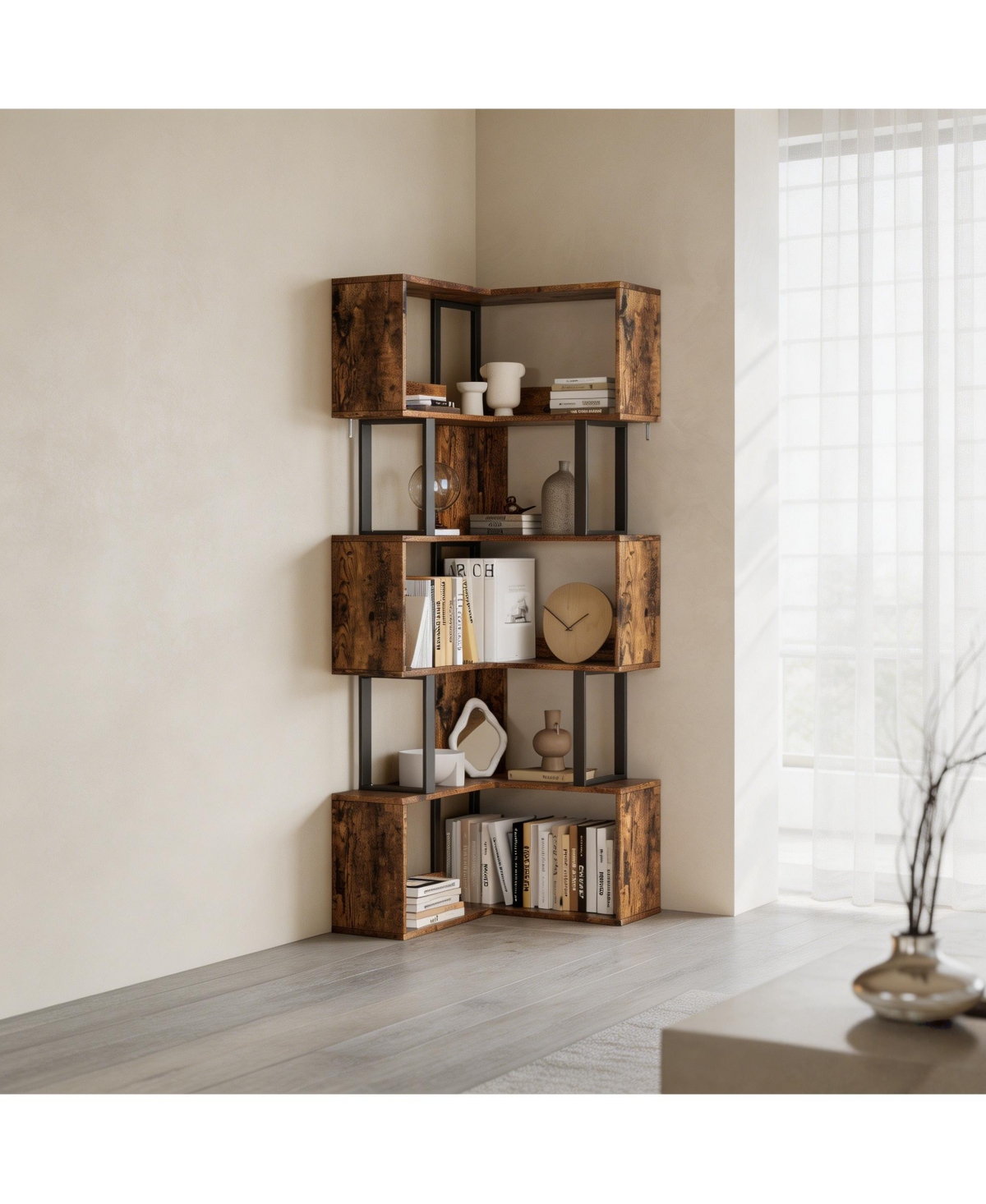 Click here for homfan 6-Tier L-Shaped Corner Bookshelf  Industria... prices