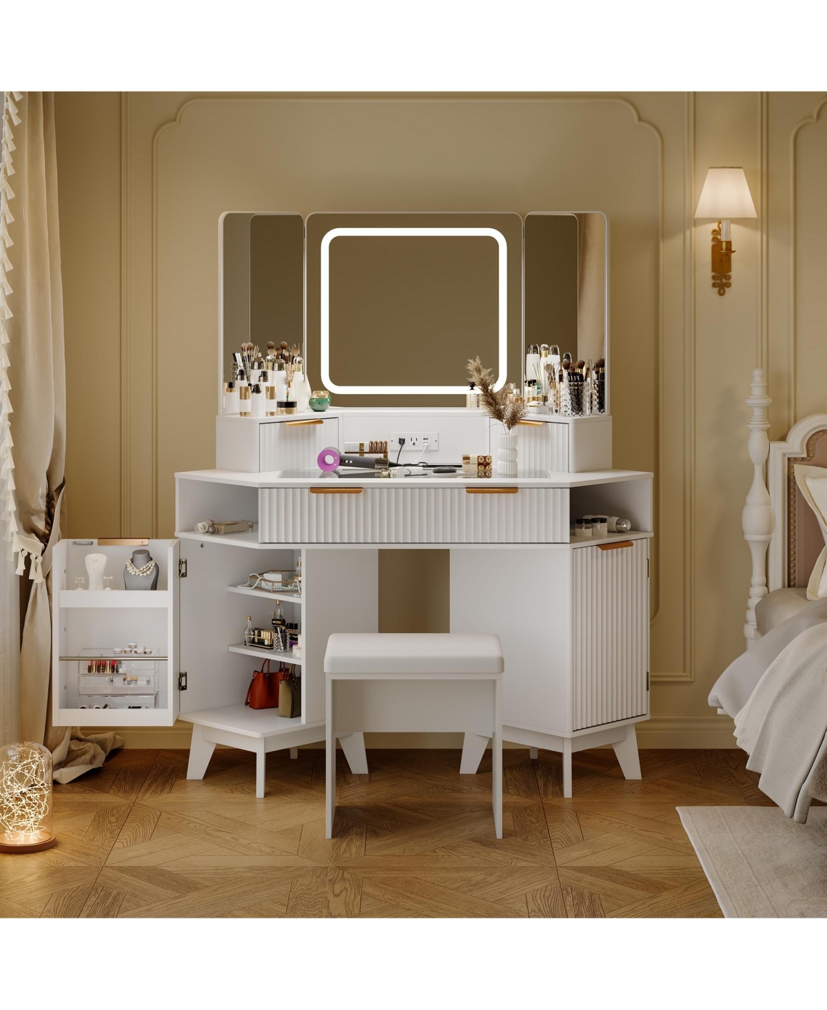 Click here for homfan Corner Makeup Vanity Desk  Modern Vanity De... prices