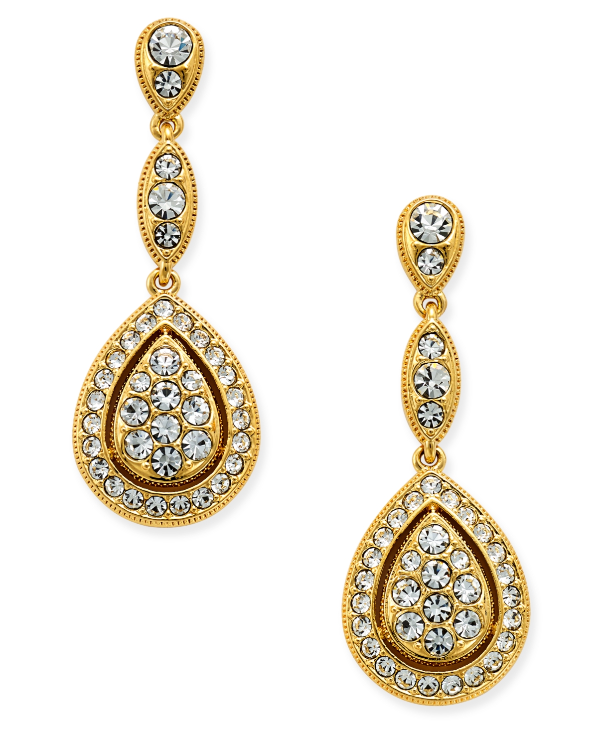 Click here for Eliot Danori Gold-Tone Teardrop Pave Drop Earrings... prices