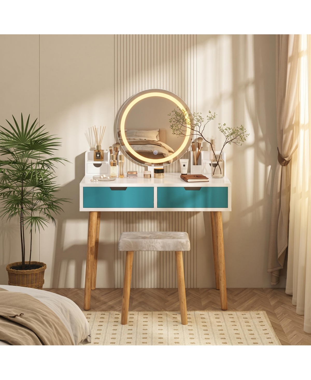 Click here for homfan Bedroom Vanity Desk  Dressing Table with Cu... prices