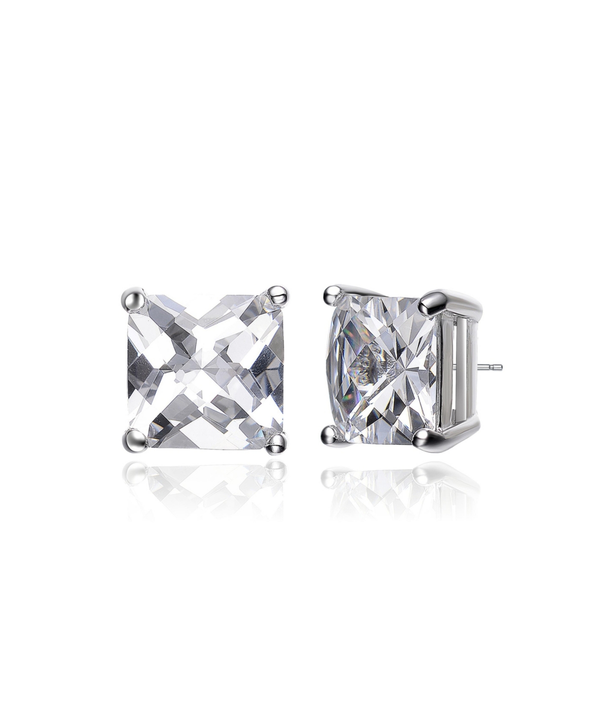 Click here for Sterling Silver Cubic Zirconia Square Studs - Whit... prices