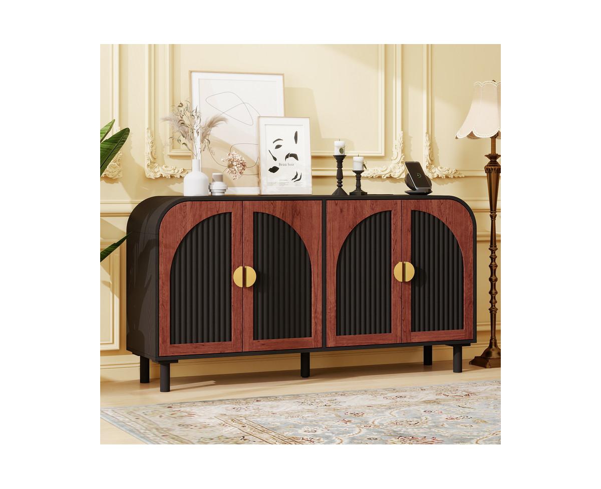 Click here for Casainc Rattan Storage Cabinet with 4 Door - Black... prices
