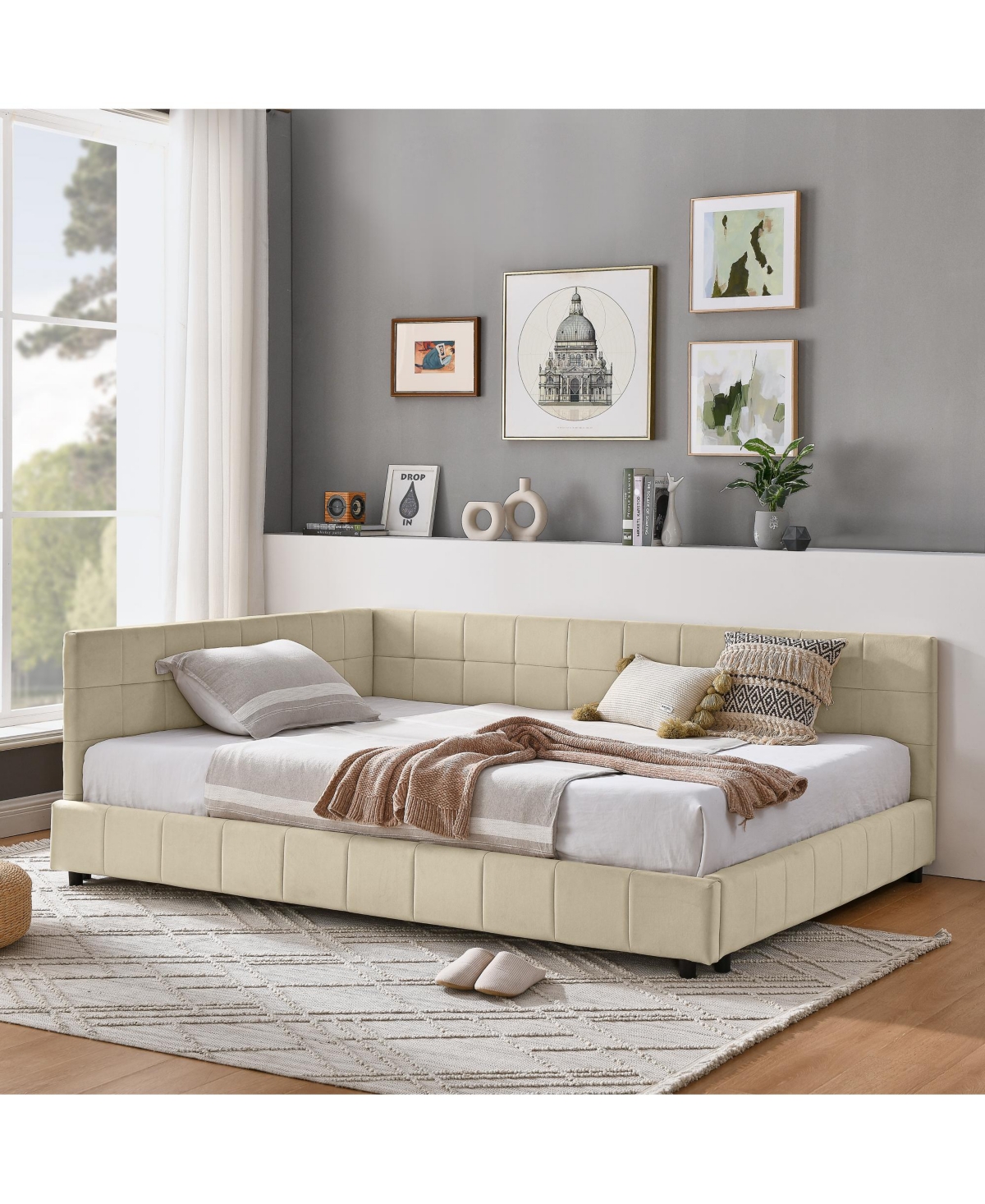 Click here for Clihome Full Size Daybed with Trundle Drawer - Vel... prices