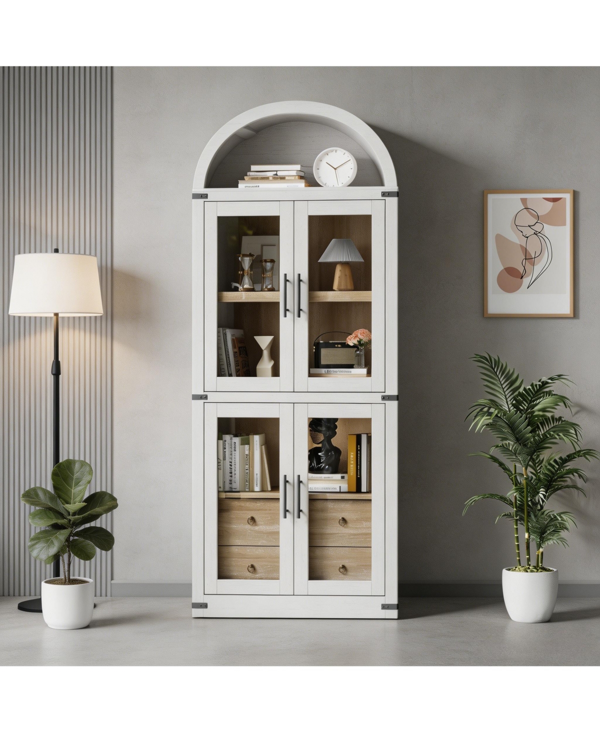Click here for homfan Modern Farmhouse Arched Top Bookcase  Mdf S... prices