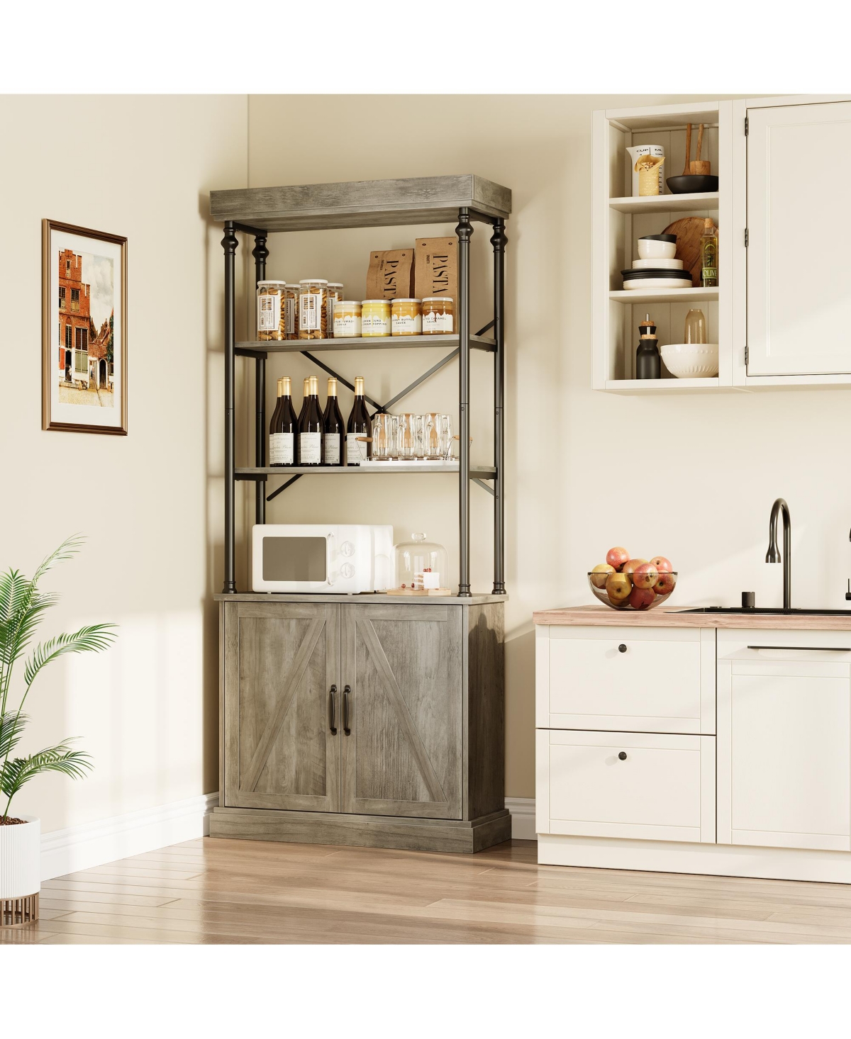 Click here for 73.6 Inch Tall Vintage Wood and Metal Bookcase wit... prices