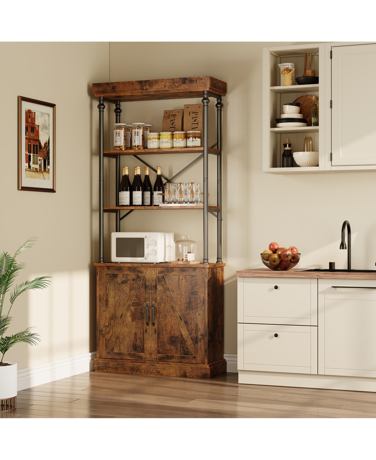 Click here for 73.6 Inch Tall Vintage Wood and Metal Bookcase wit... prices