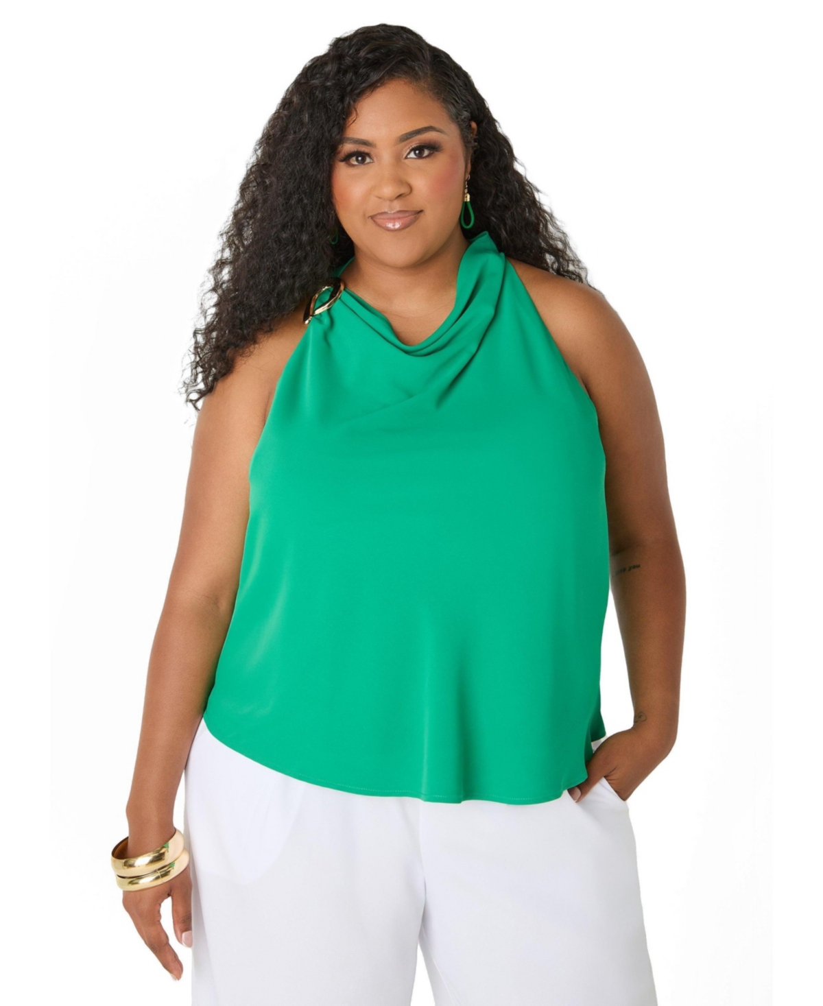 Click here for Ashley Stewart Womens Embellished Cowl Neck Top prices