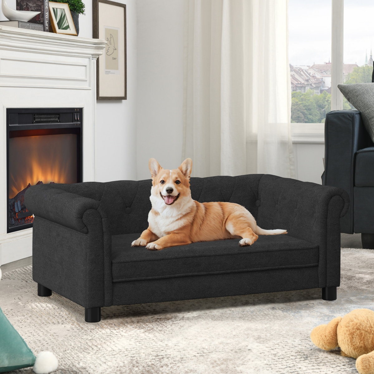 Click here for Zeny Bliss Mid-Century Large Dog Sofa with Tapered... prices