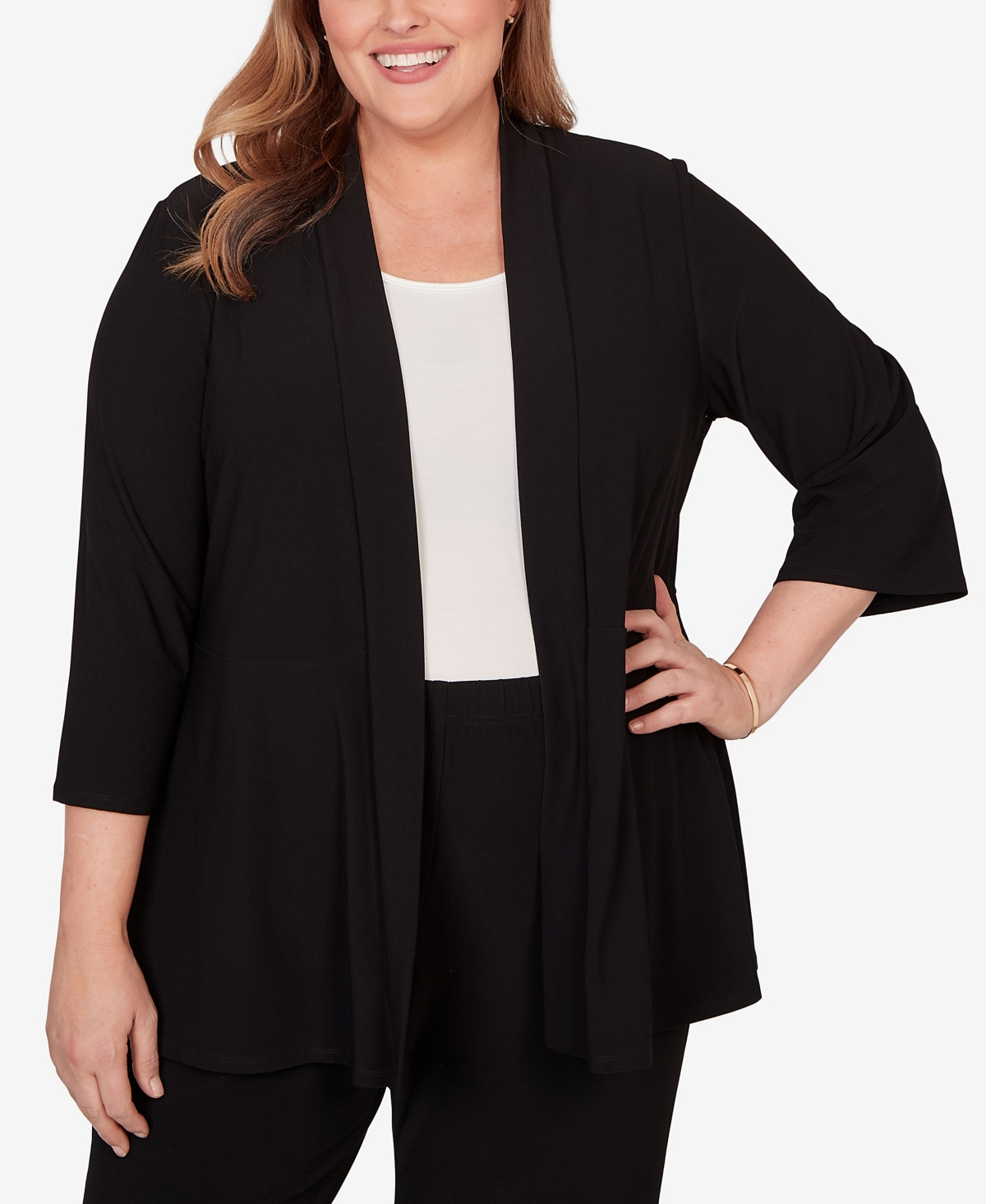 Click here for Alfred Dunner Plus Size Light Open Crepe Cardigan... prices