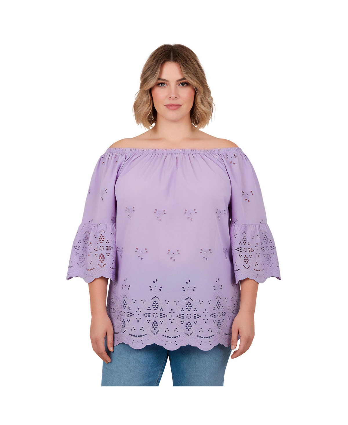 Click here for Avenue Plus Size Convertible Eyelet Womens Tunic -... prices