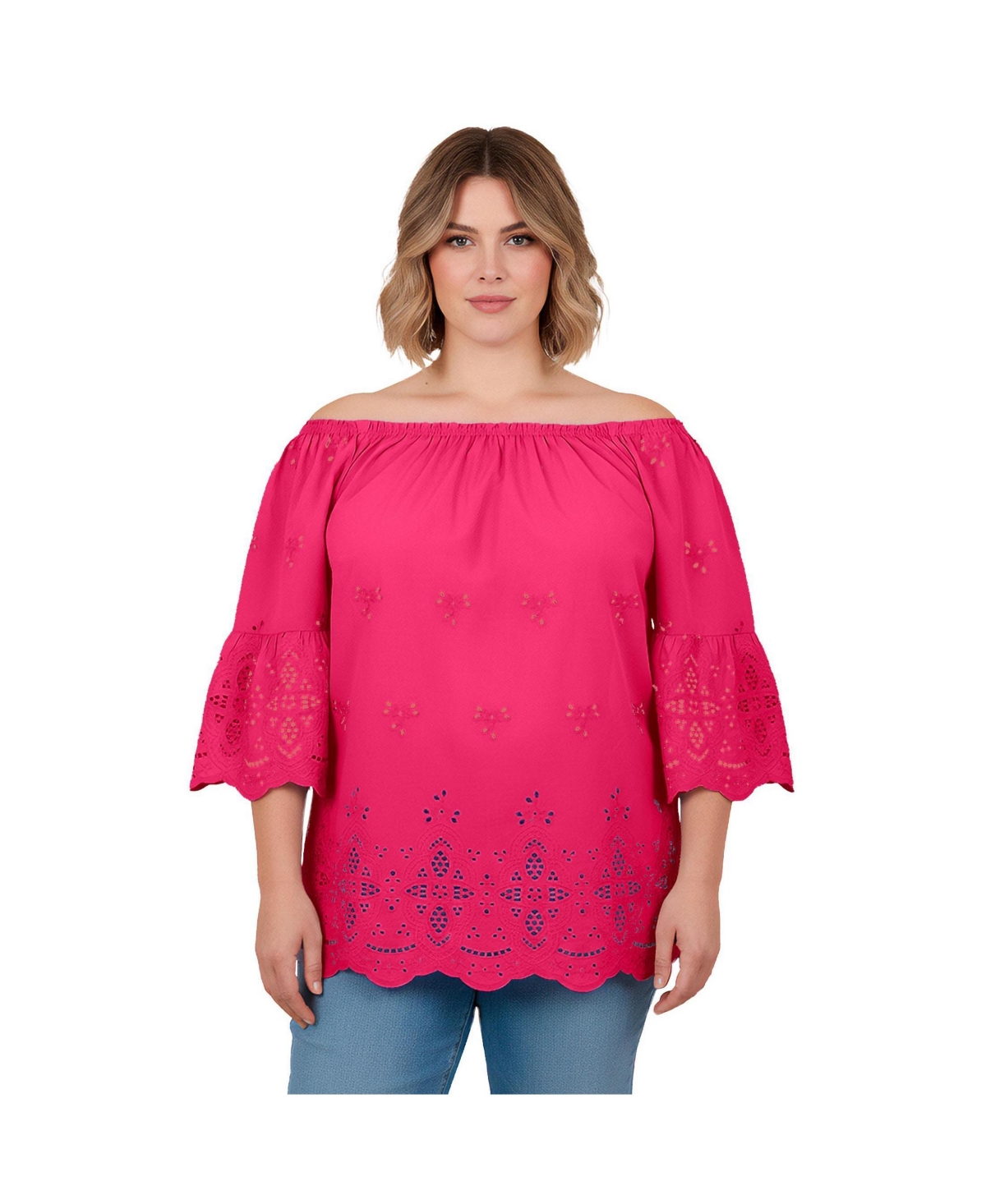 Click here for Avenue Plus Size Convertible Eyelet Womens Tunic -... prices