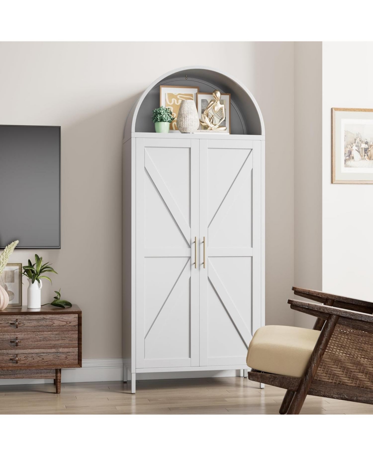 Click here for Boyel Living Metal Arched Kitchen Pantry Cabinet... prices