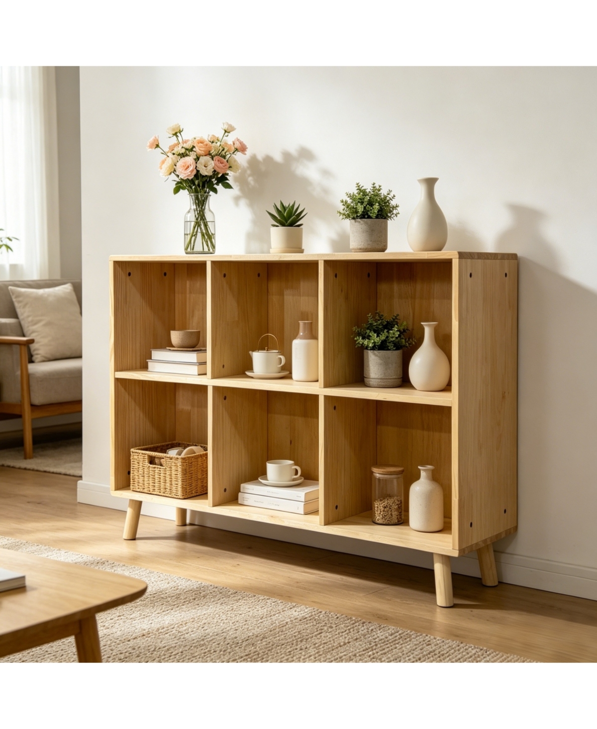 Click here for Rainsken 6 Cube Wooden Storage Shelf  with Legs  2... prices