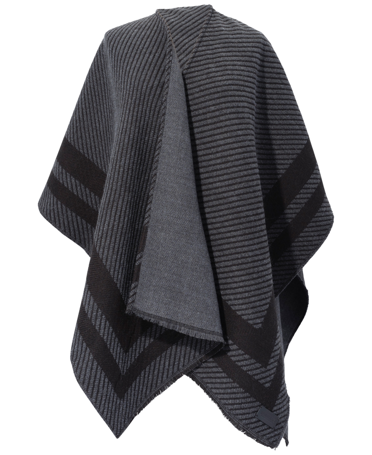 Click here for Lauren Ralph Lauren Woven Twill Border Ruana - Bla... prices