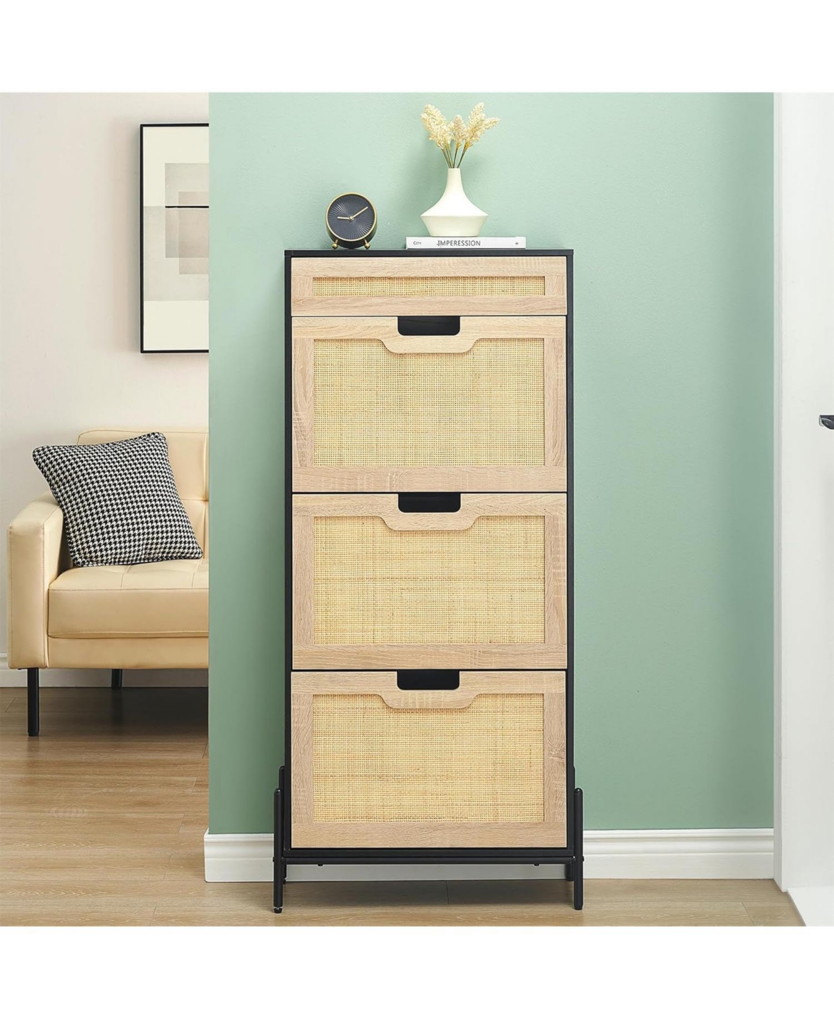 Click here for Homfan Rattan Shoe Storage Cabinet with 3 Flip Doo... prices