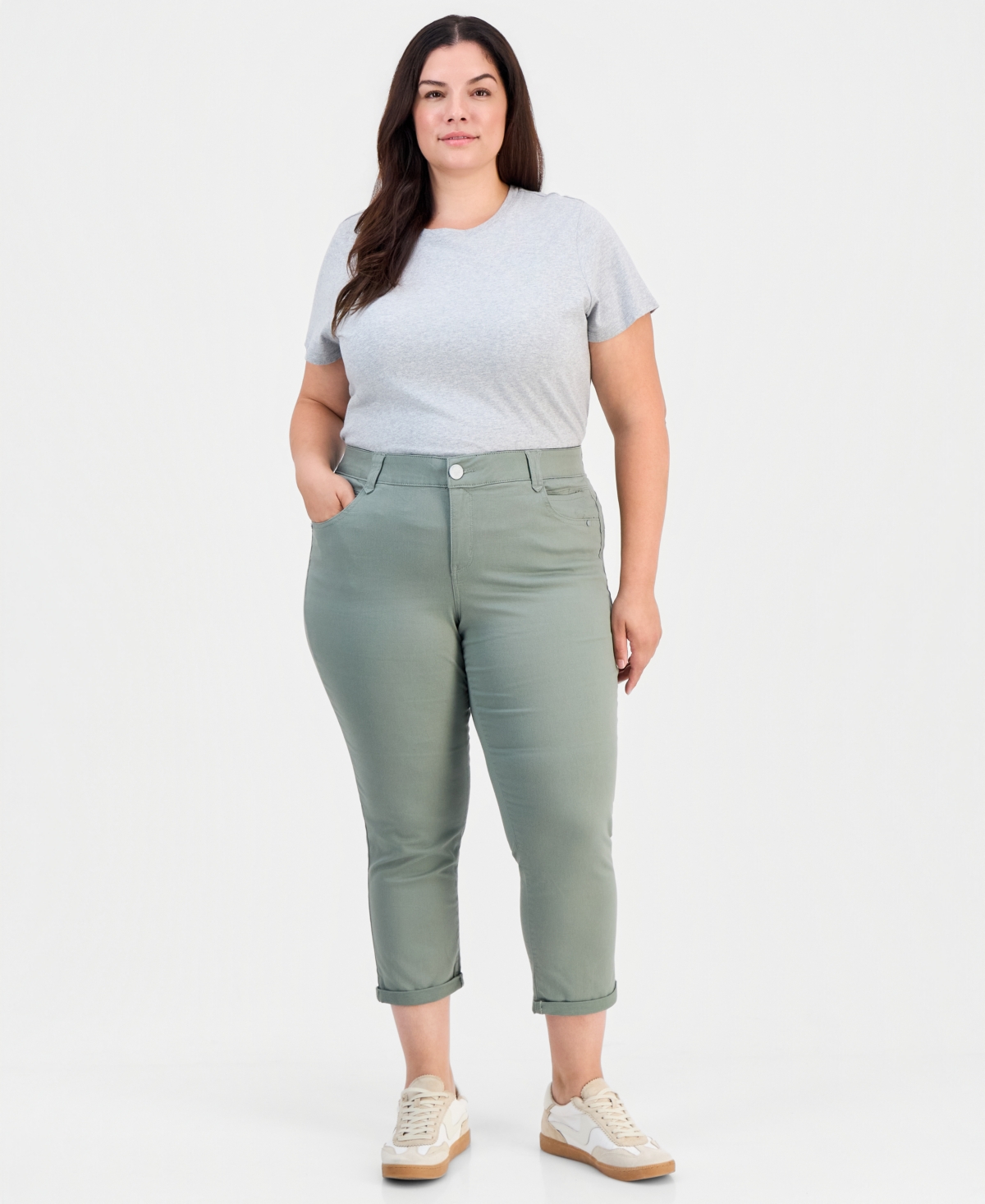 Click here for Democracy Plus Size Booty Lift Mid-Rise Cropped Pa... prices