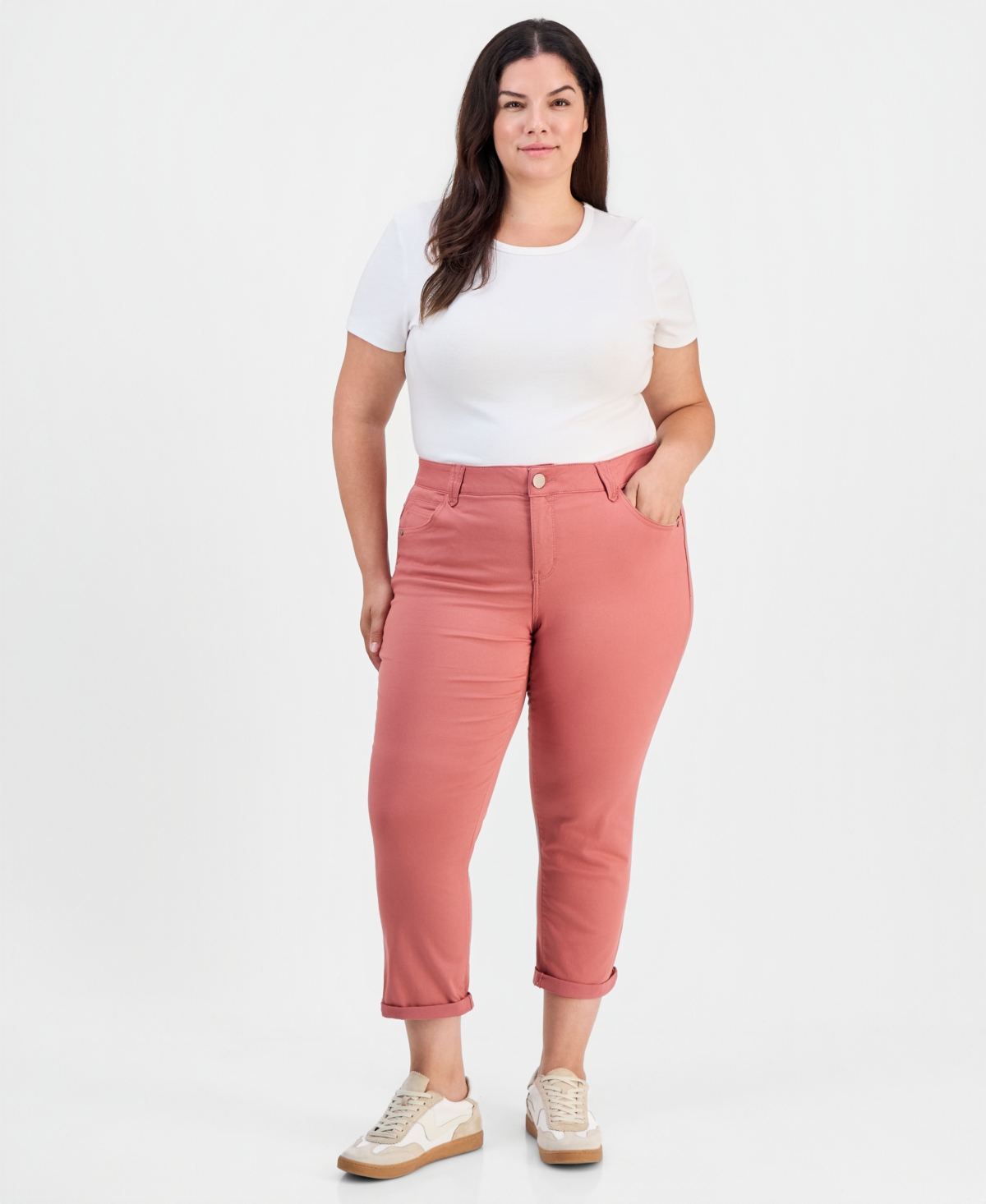 Click here for Democracy Plus Size Booty Lift Mid-Rise Cropped Pa... prices
