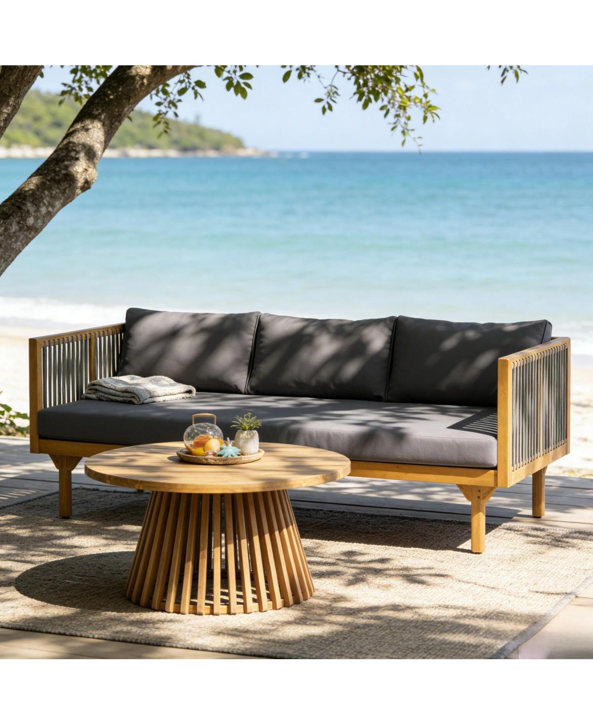 Click here for Asagikoiai 2-Piece Outdoor Acacia Wood Sofa Set wi... prices